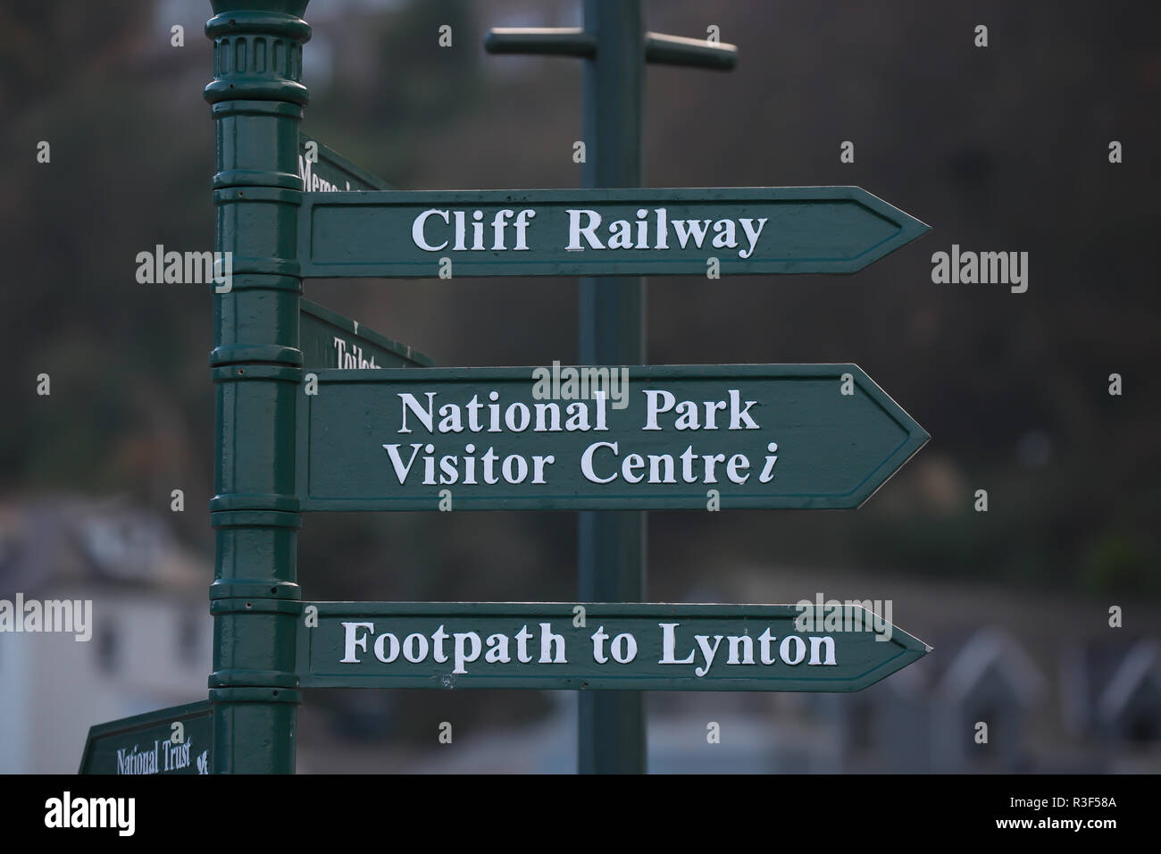 Cliff Railway metal information sign in Lynmouth,Devon,UK Stock Photo ...