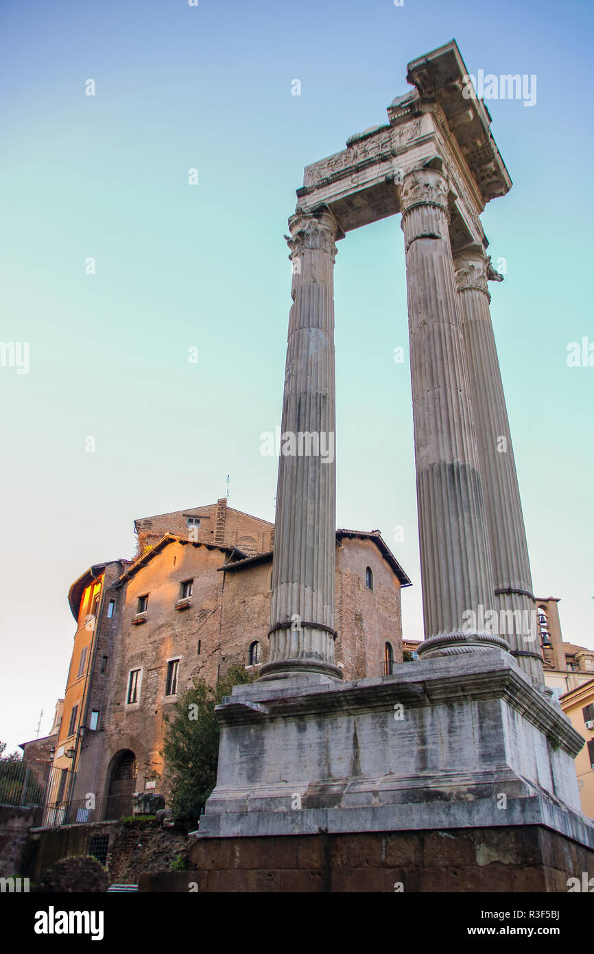 columns of the temple of Apollo in Rome, Italy Stock Photo - Alamy