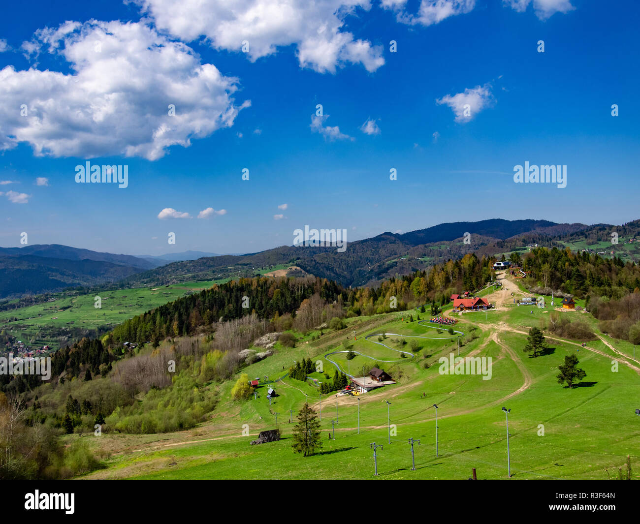 Ski Station Palenica in Summer. View from Szafranowka Mount, Szczawnica ...