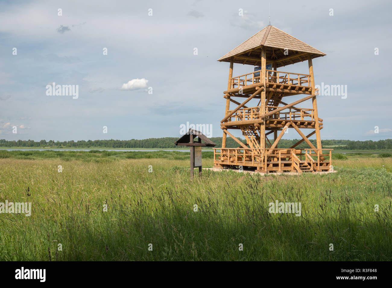 Bird watching tower near the lake Stock Photo - Alamy
