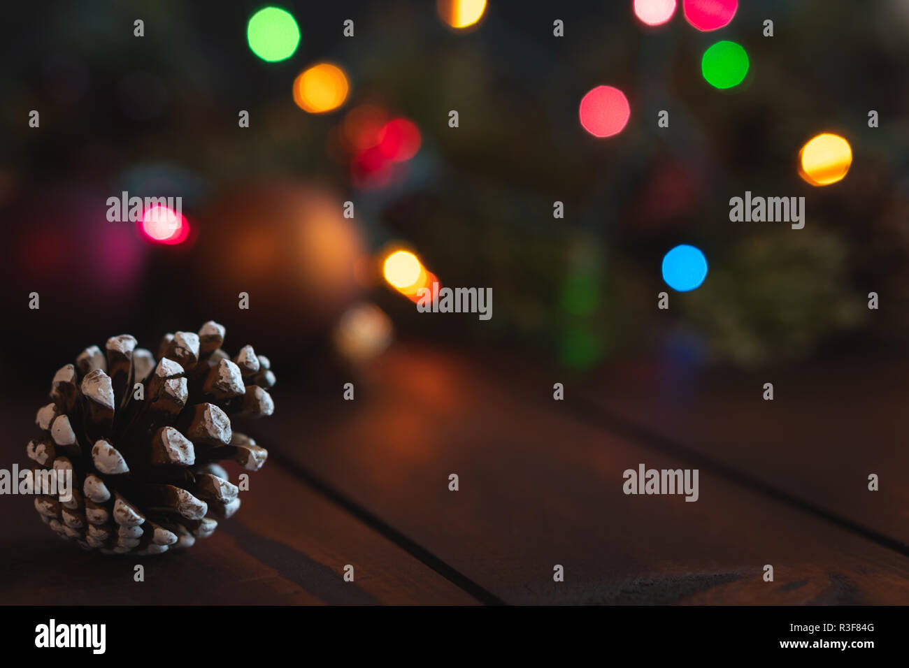 Blank Christmas themed blank background with lights and ornaments and ...
