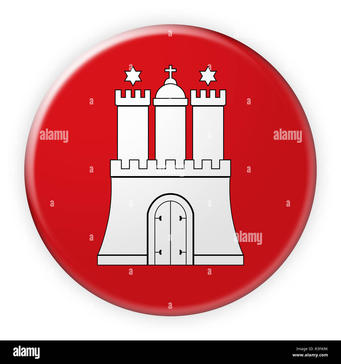 Germany Federal State Button: Hamburg Flag Badge, 3d illustration on ...