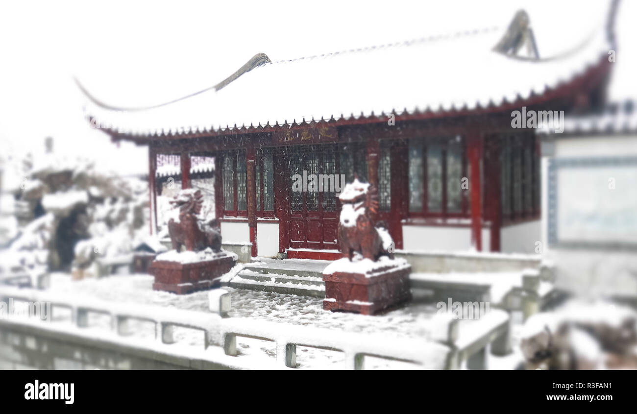 The ancient buildings of Snow Stock Photo - Alamy