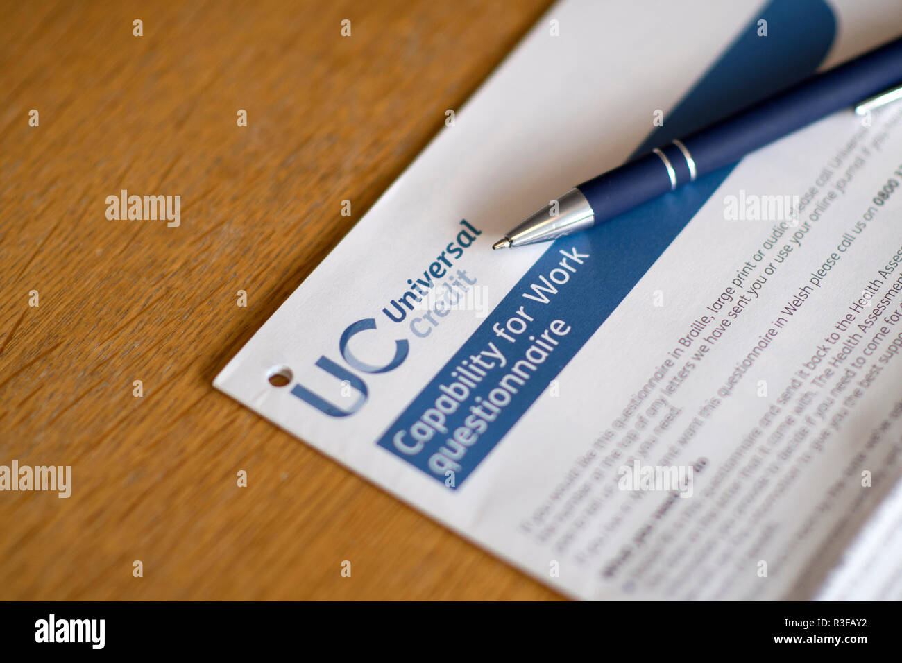 A picture shows a Universal Credit Capability for Work questionnaire ...