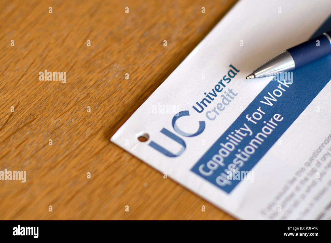 A picture shows a Universal Credit Capability for Work questionnaire ...