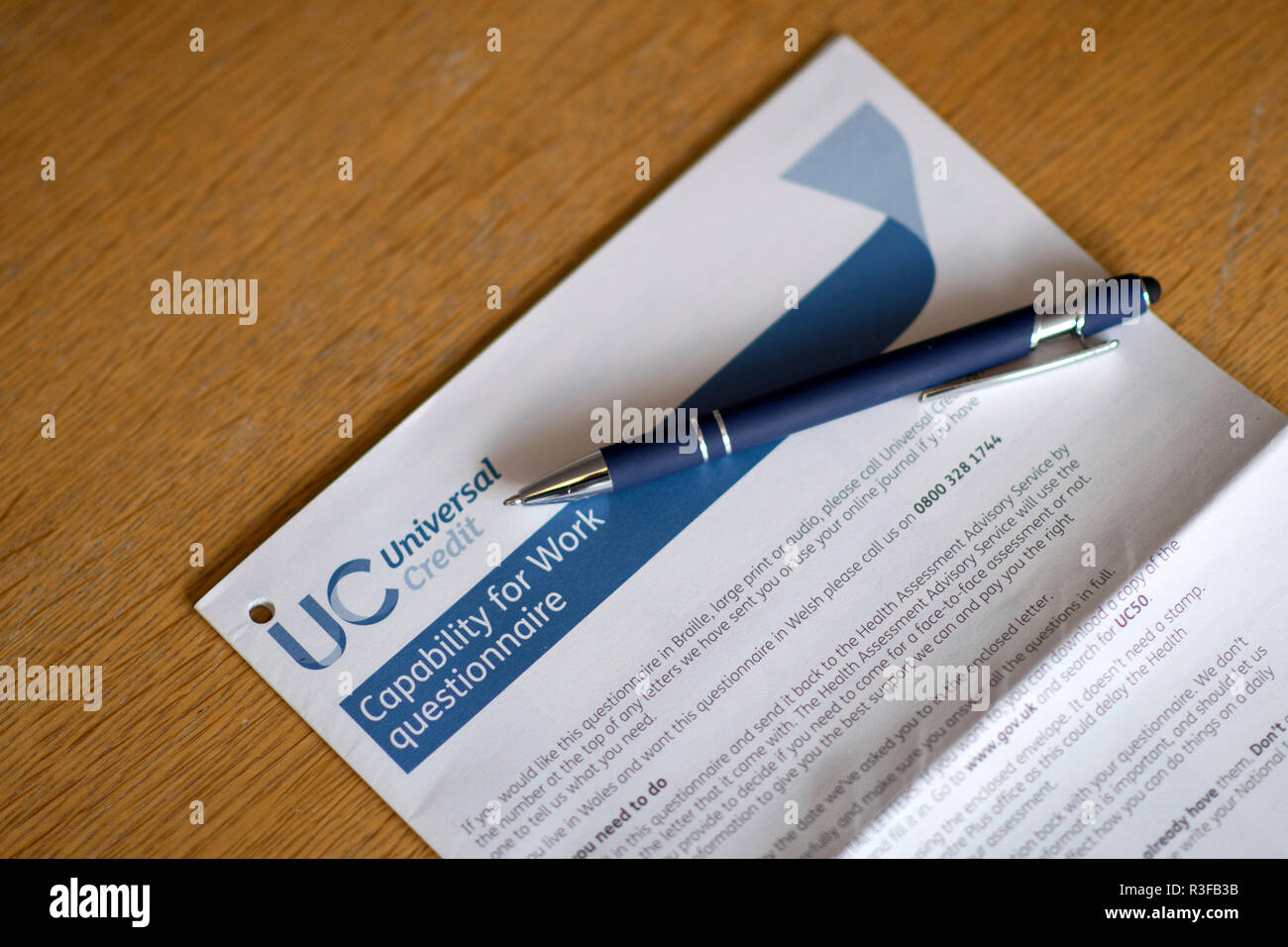 A picture shows a Universal Credit Capability for Work questionnaire ...