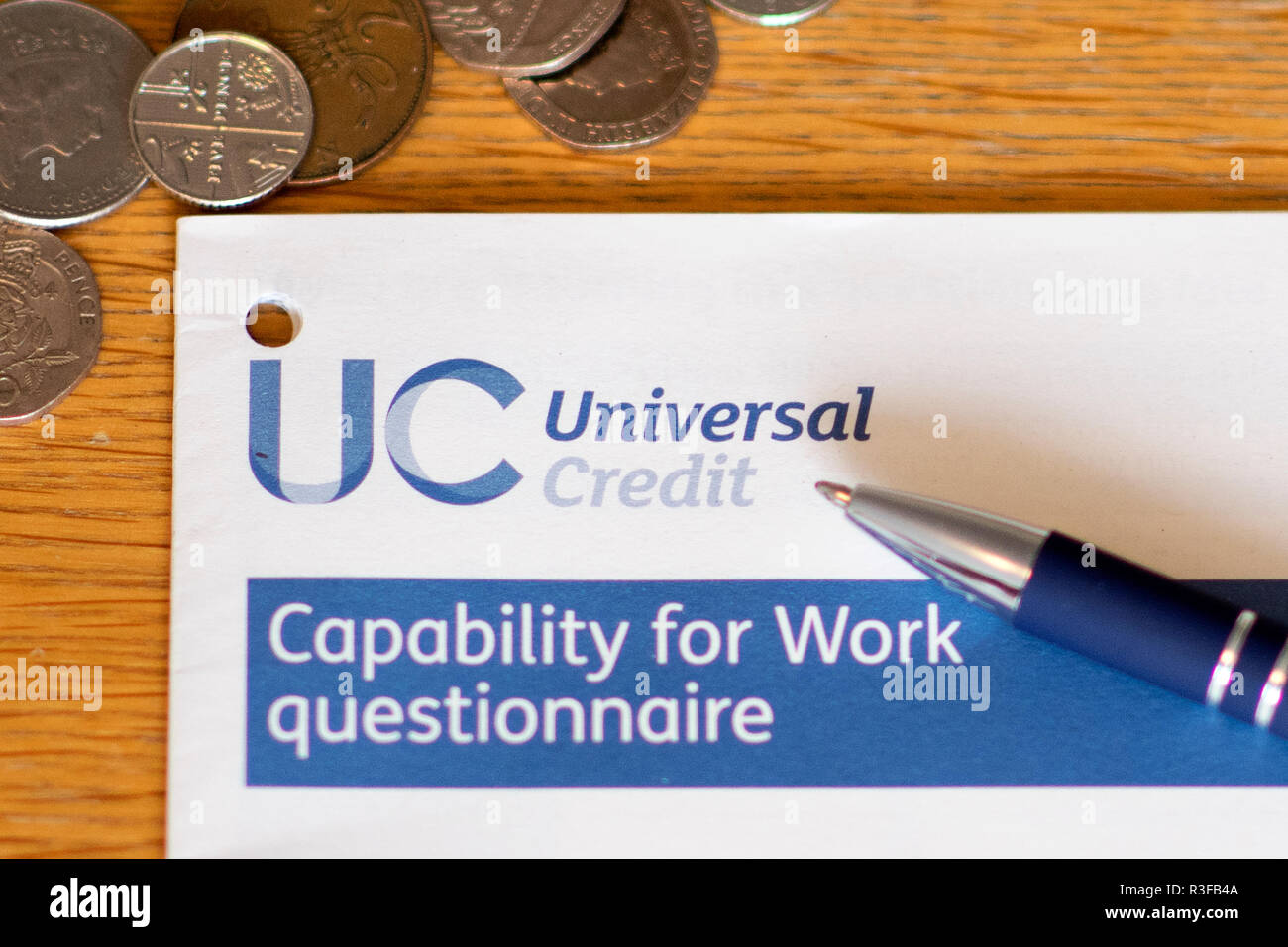 A picture shows a Universal Credit Capability for Work questionnaire ...