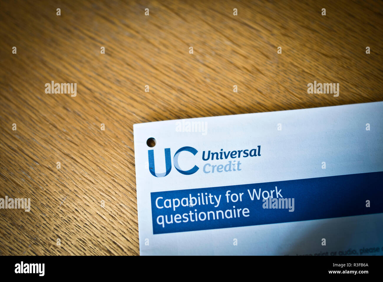 A picture shows a Universal Credit Capability for Work questionnaire ...