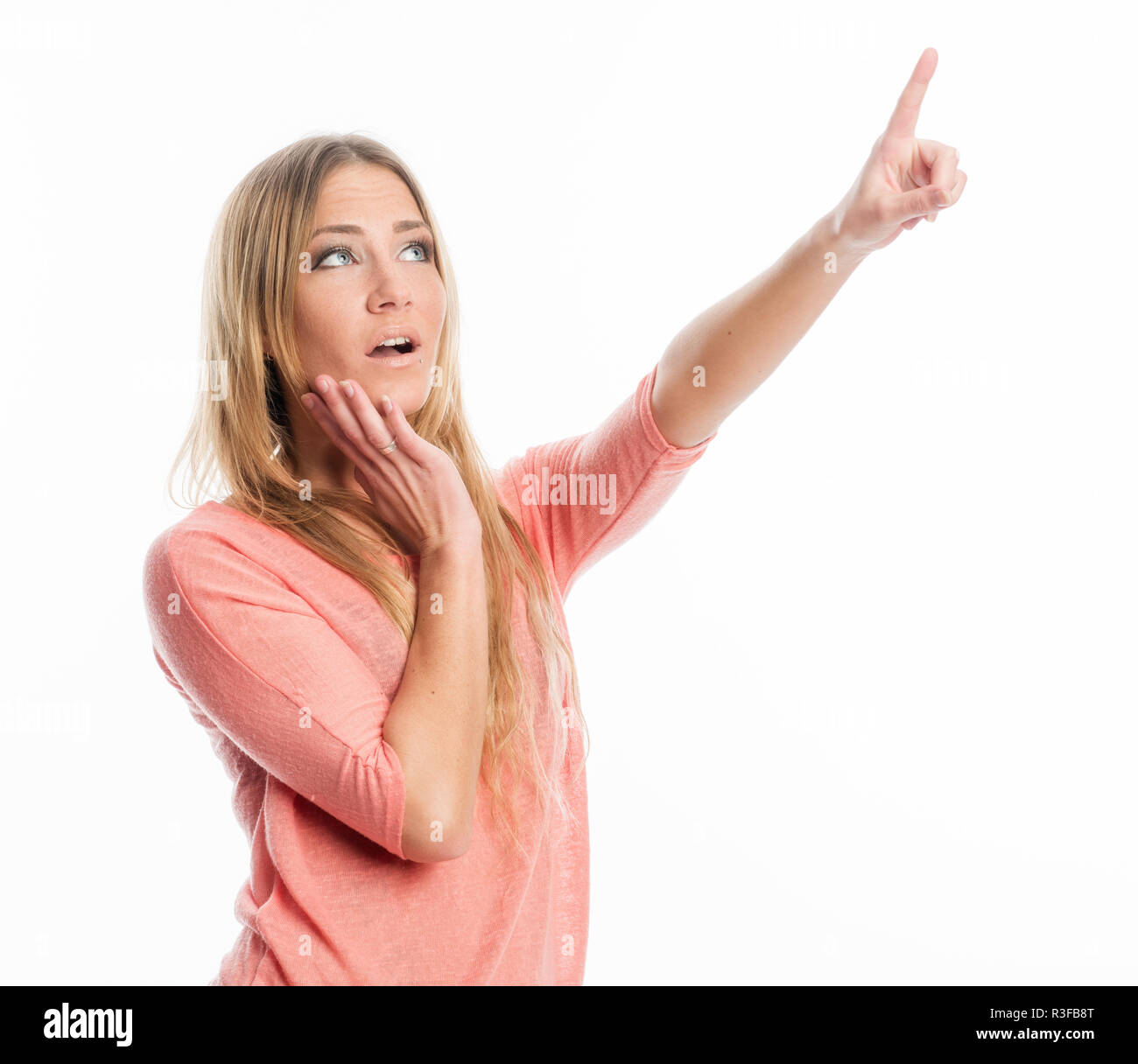 woman pointing a finger Stock Photo - Alamy