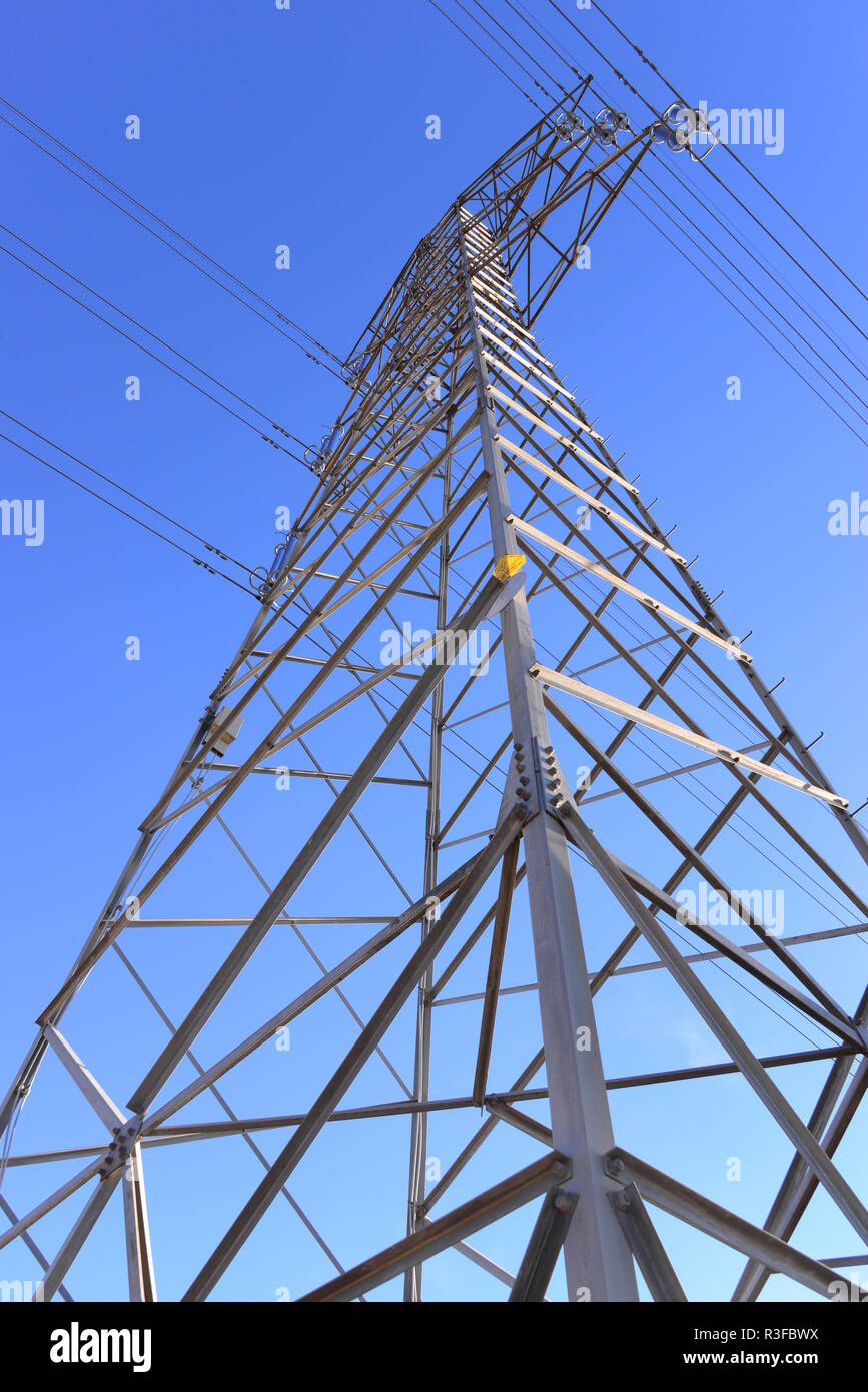 high voltage cable in spain Stock Photo - Alamy