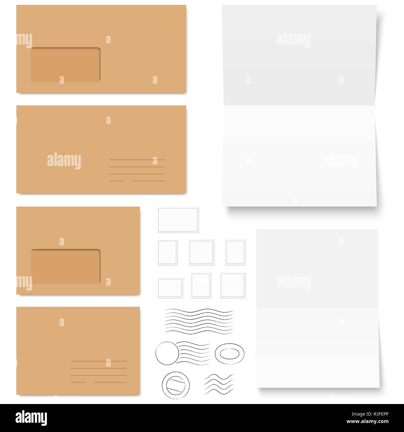 collection of envelopes with postmarks and writing paper Stock Photo ...