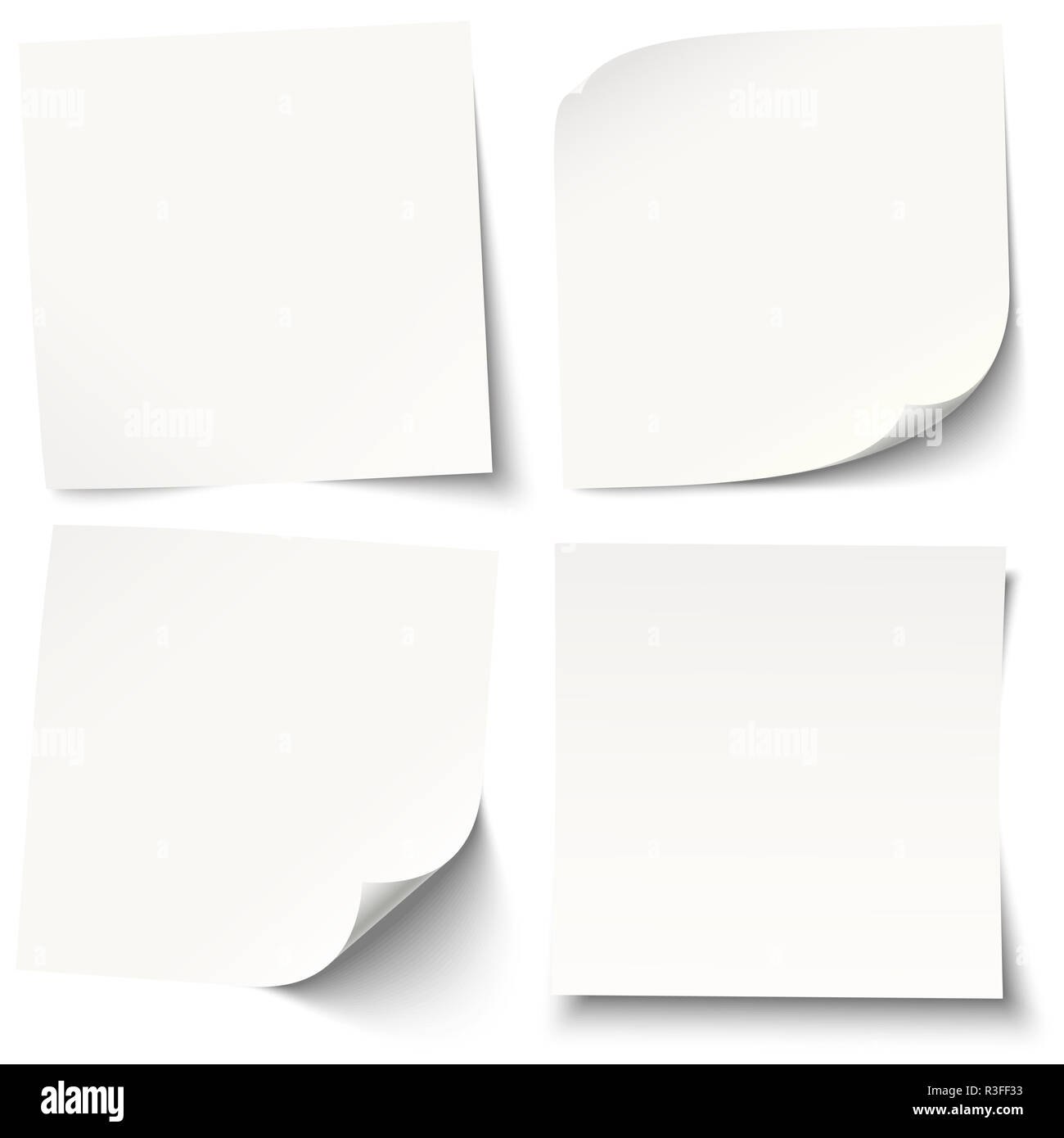 white sticky notes with different shadows Stock Photo - Alamy
