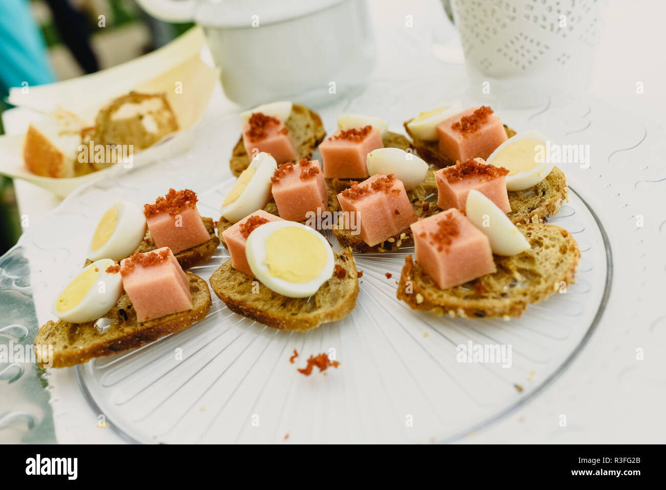 Small snacks at an event Stock Photo - Alamy