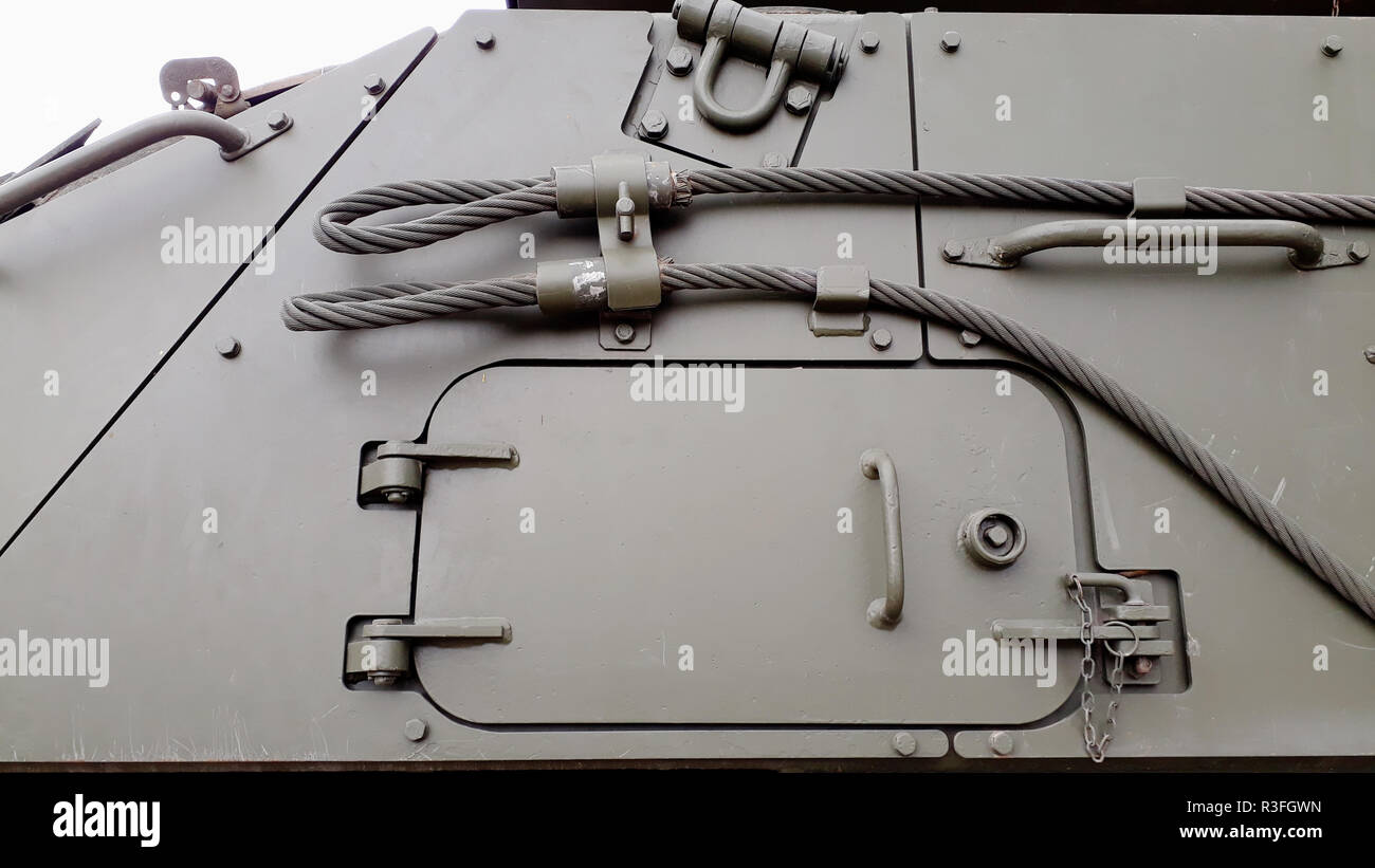 Old war tank, retired military tank with steel plates Stock Photo - Alamy
