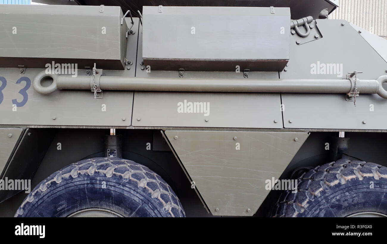 Old war tank, retired military tank with steel plates Stock Photo - Alamy