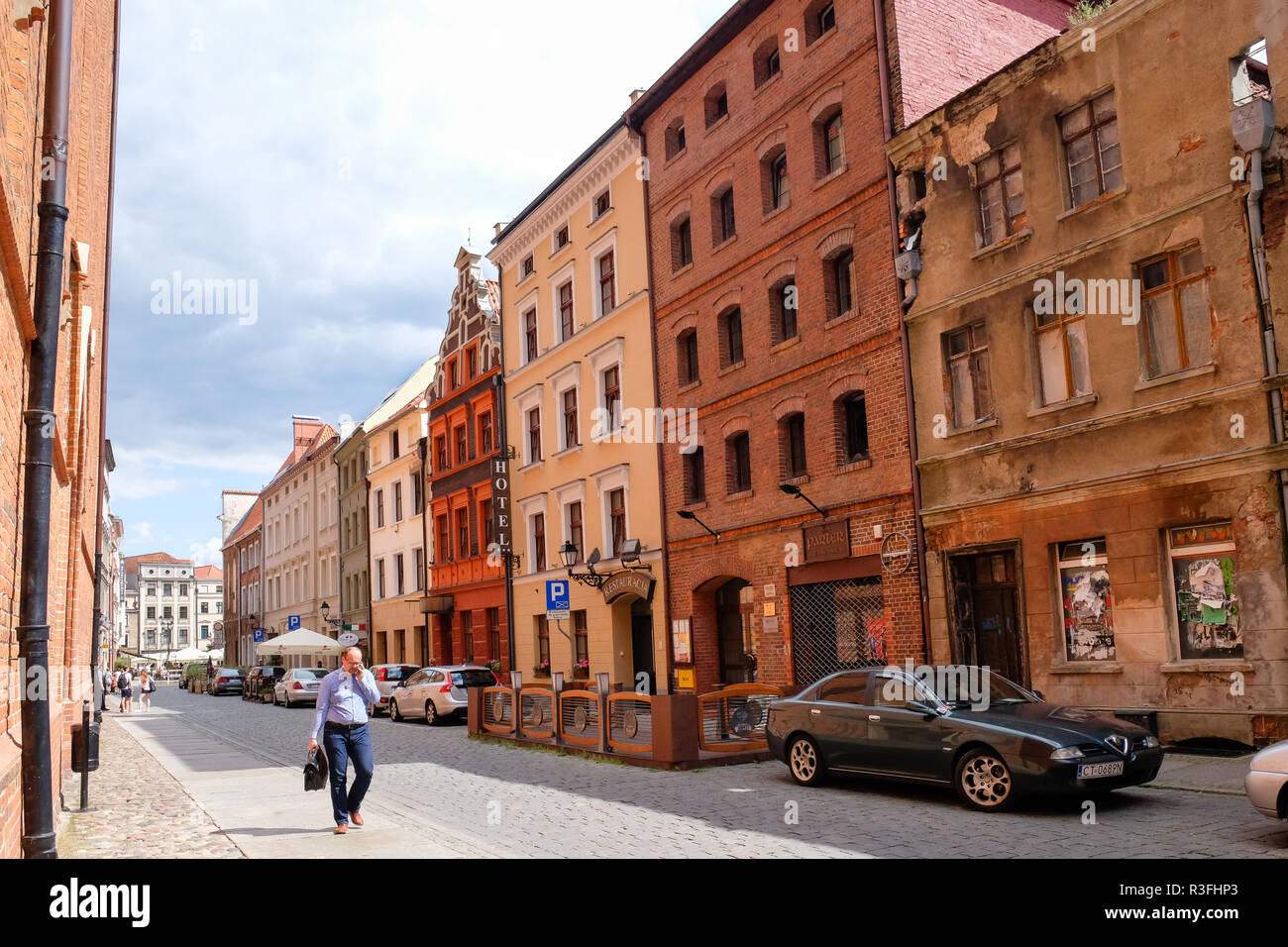 Toruń old town touristic city, street view Stock Photo - Alamy