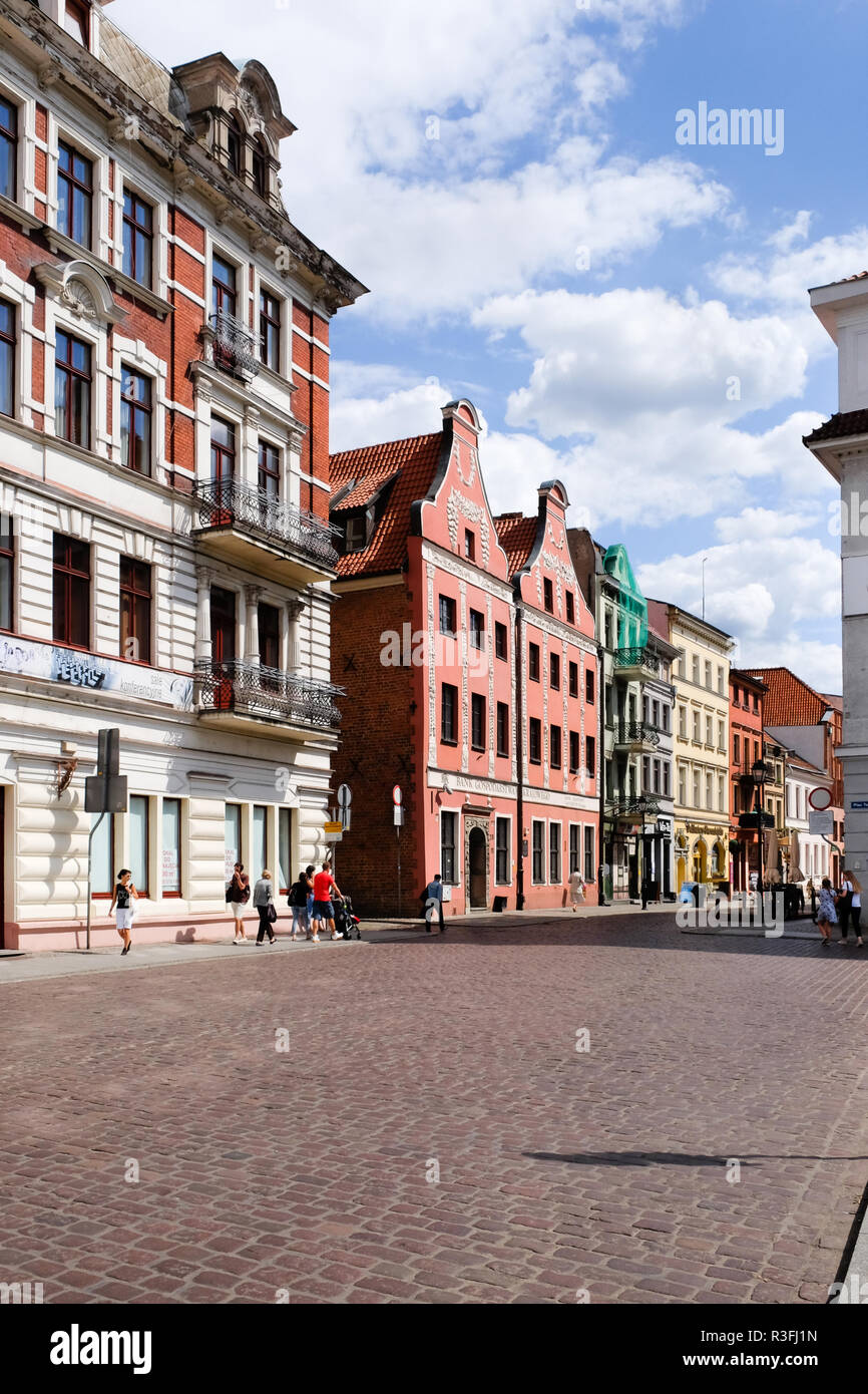 Toruń's typical renovated Old Town street city view Stock Photo - Alamy