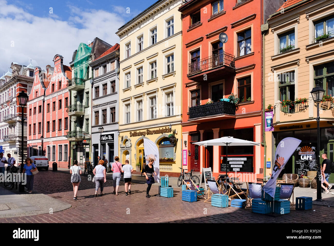 Toruń's typical renovated Old Town street city view Stock Photo - Alamy
