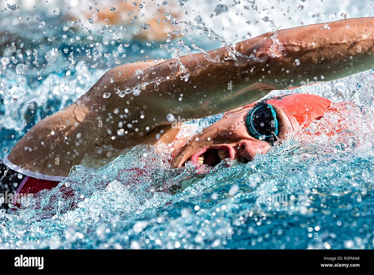 Aquatic sport contest triathon float hi-res stock photography and ...