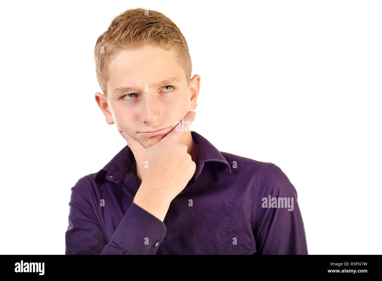Boy thinking face expression hi-res stock photography and images - Alamy