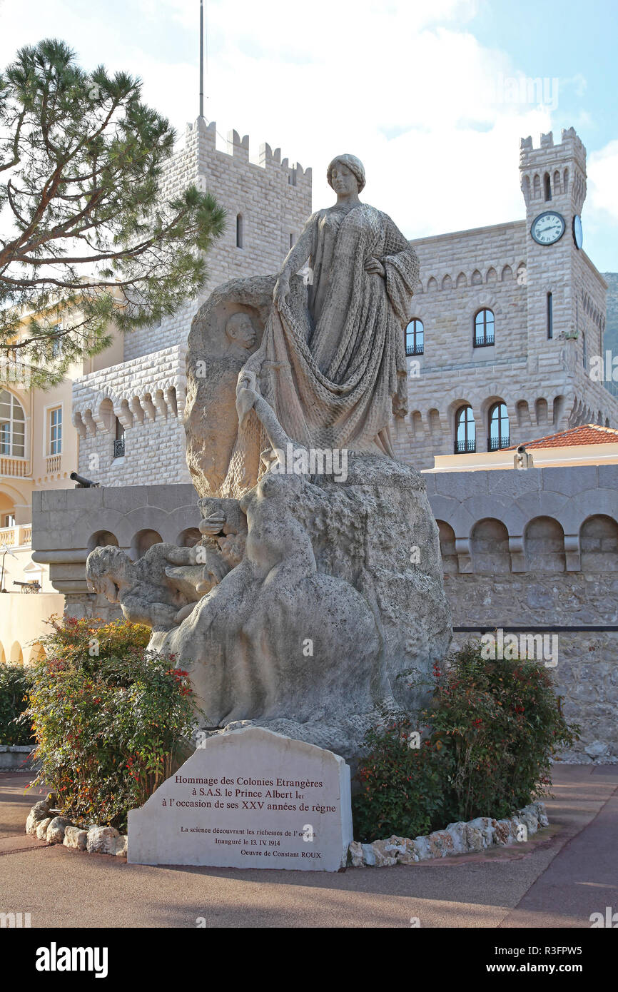 MONACO CITY, MONACO - JANUARY 18: Monument Hommage des Colonies ...