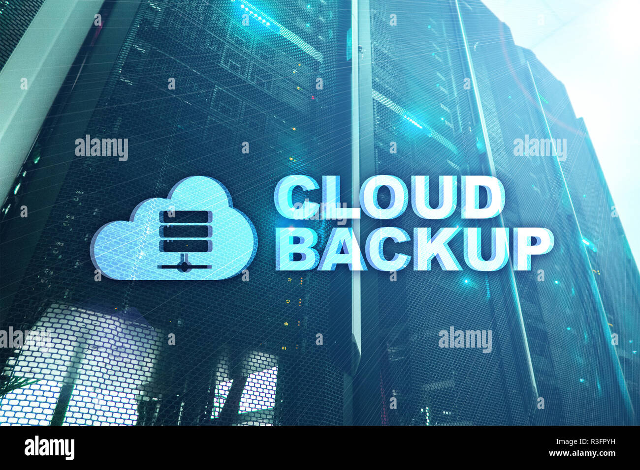 Cloud backup. Server data loss prevention. Cyber security Stock Photo ...