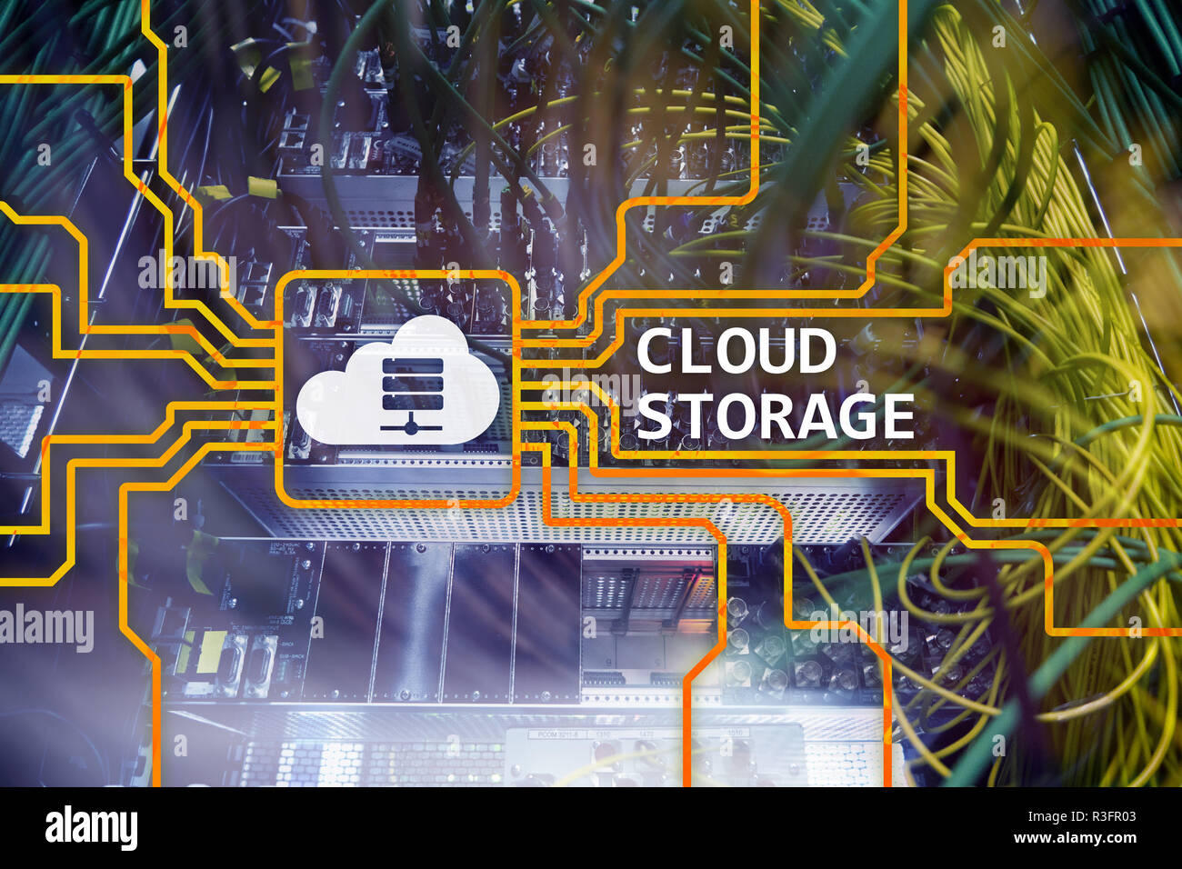 Cloud data storage concept on server room background Stock Photo - Alamy