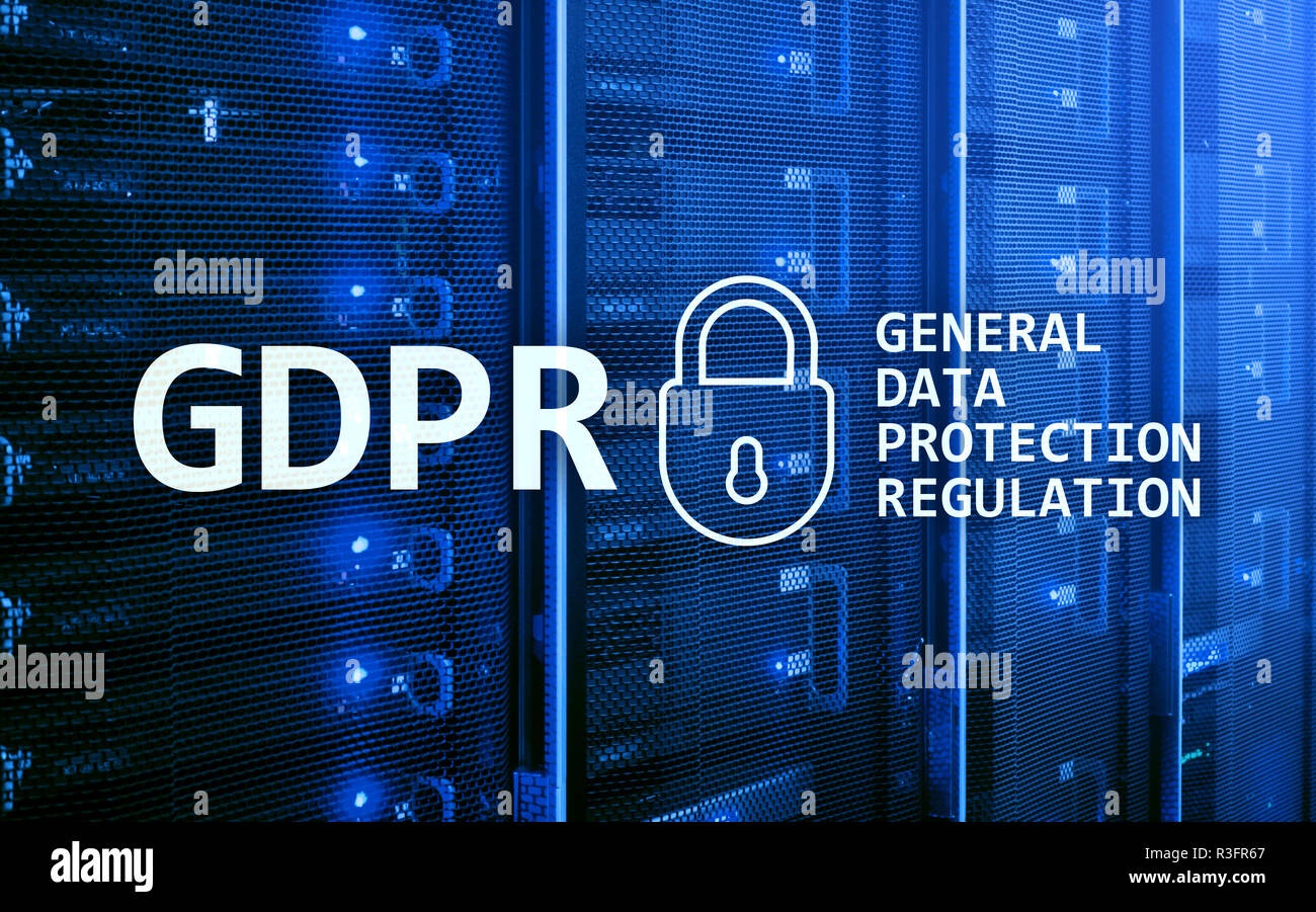 GDPR, General data protection regulation compliance. Server room ...