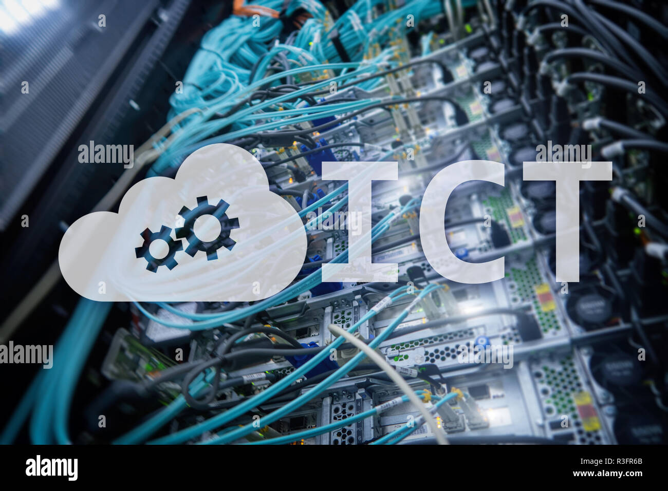 ICT - information and communications technology concept on server room ...