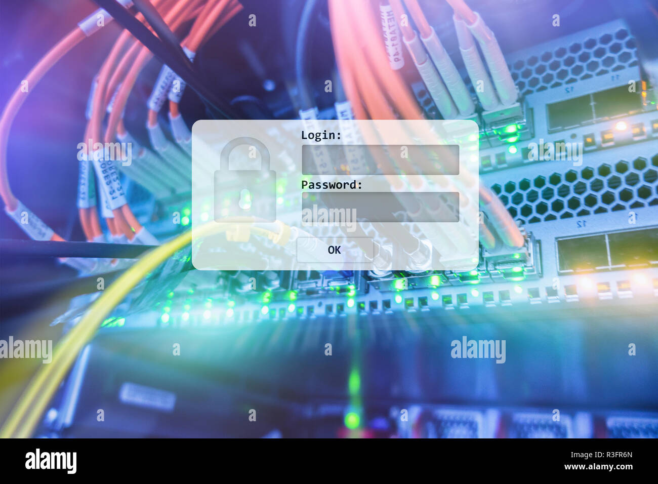 Server room, login and password request, data access and security Stock ...
