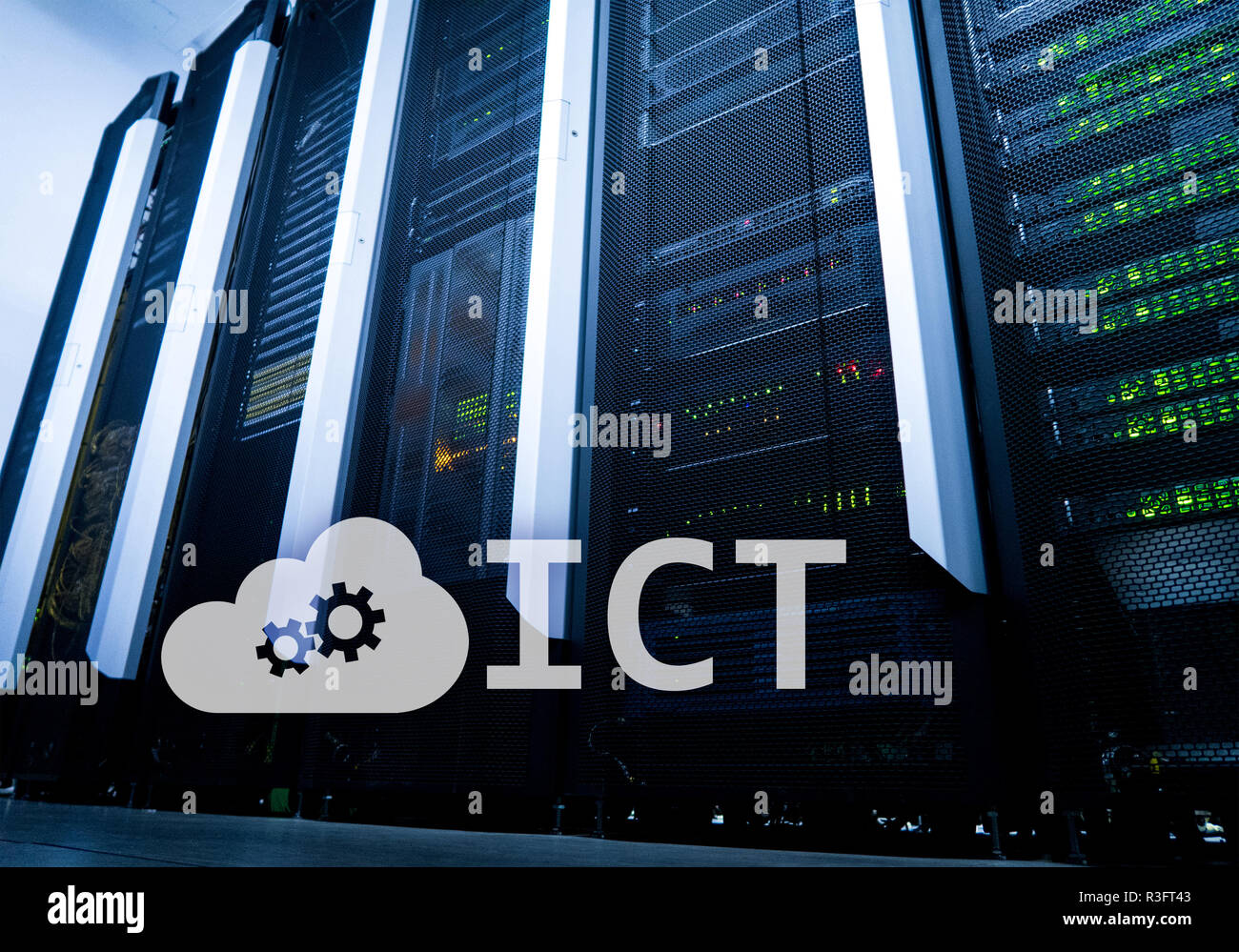 ICT - information and communications technology concept on server room ...