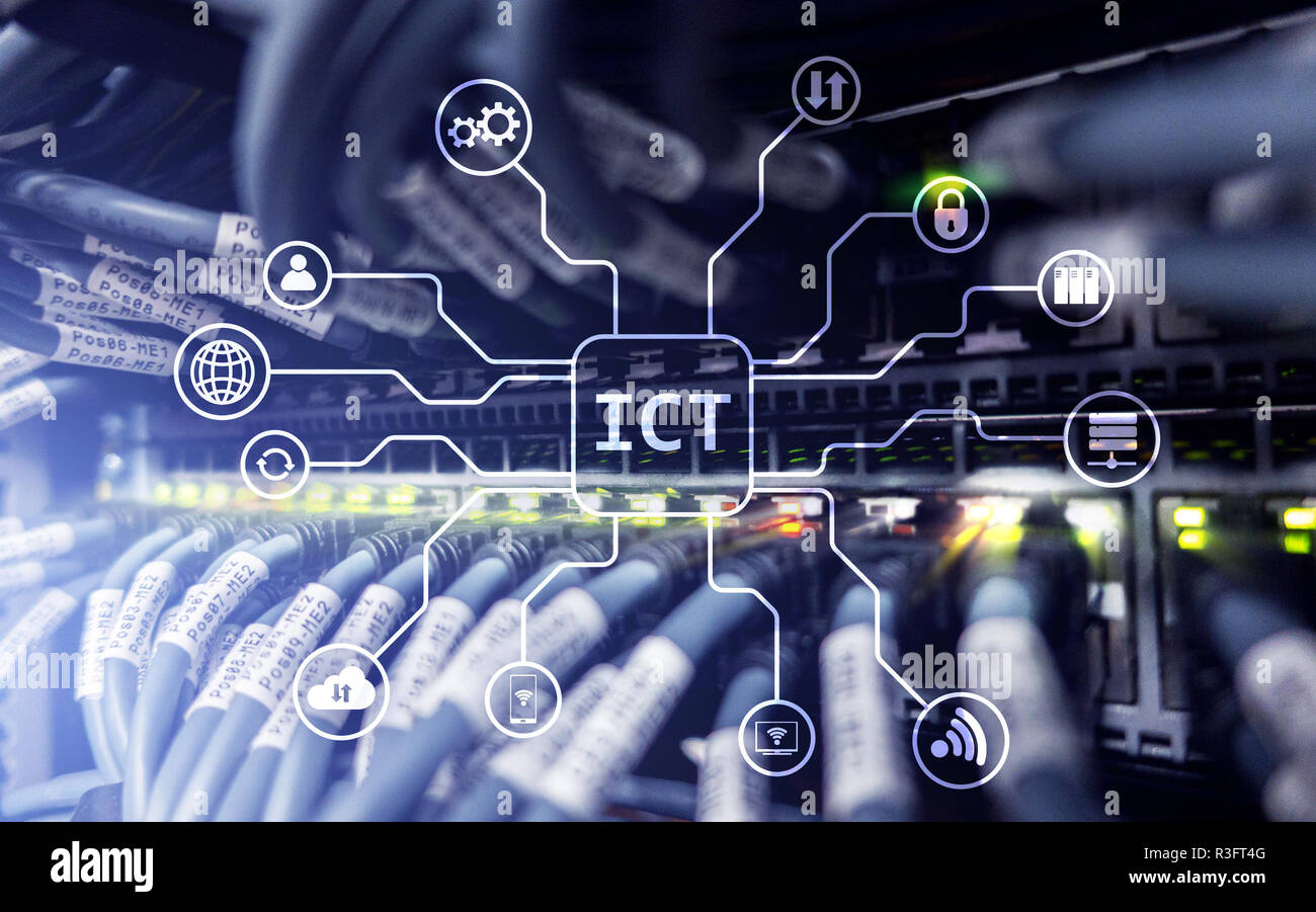 ICT - information and communications technology concept on server room ...