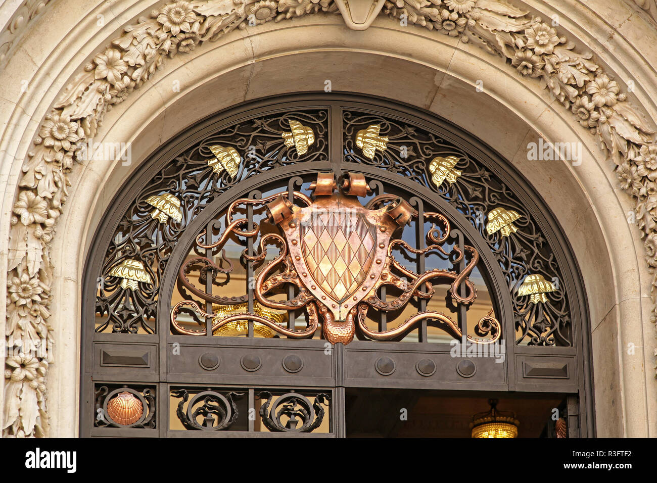 MONACO CITY, MONACO - JANUARY 18: Octopus Coat of Arms at Oceanographic ...