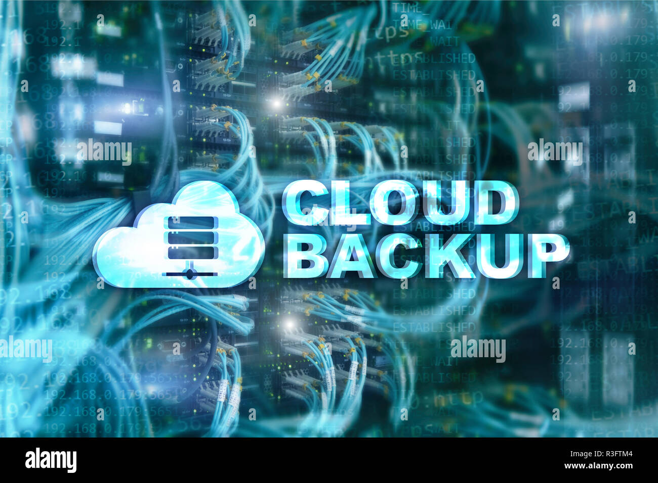 Cloud backup. Server data loss prevention. Cyber security Stock Photo ...