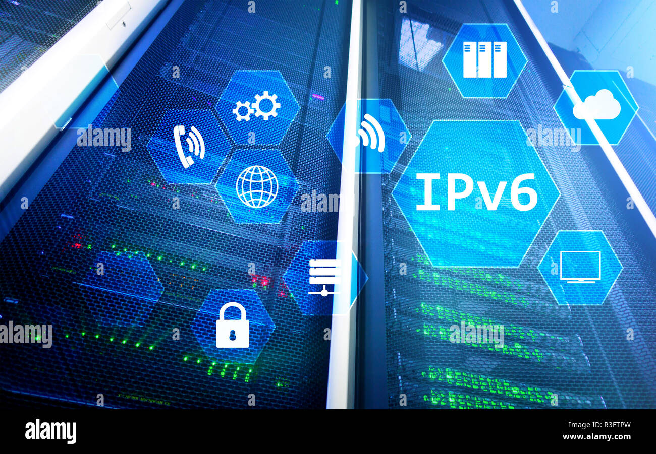 Ipv6 network technology concept on server room background Stock Photo ...