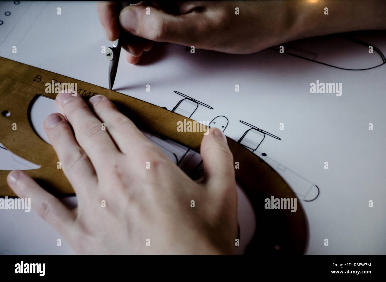 Aircraft Mechanical Drawing by Hand Stock Photo - Alamy