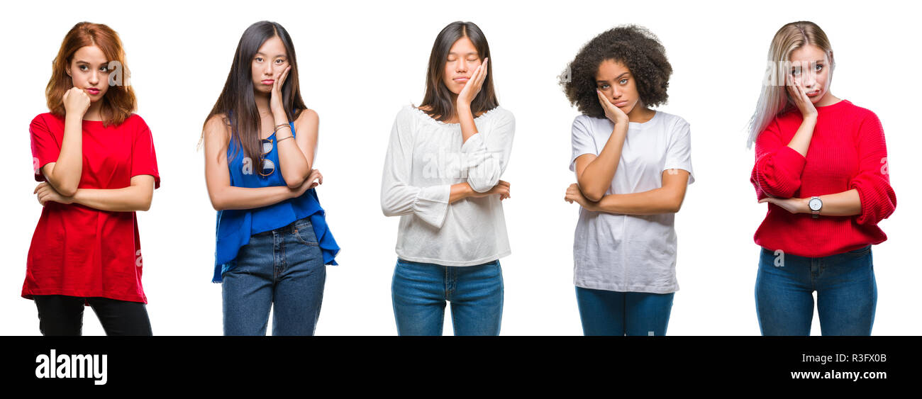 Collage of group of beautiful Chinese, asian, african american ...