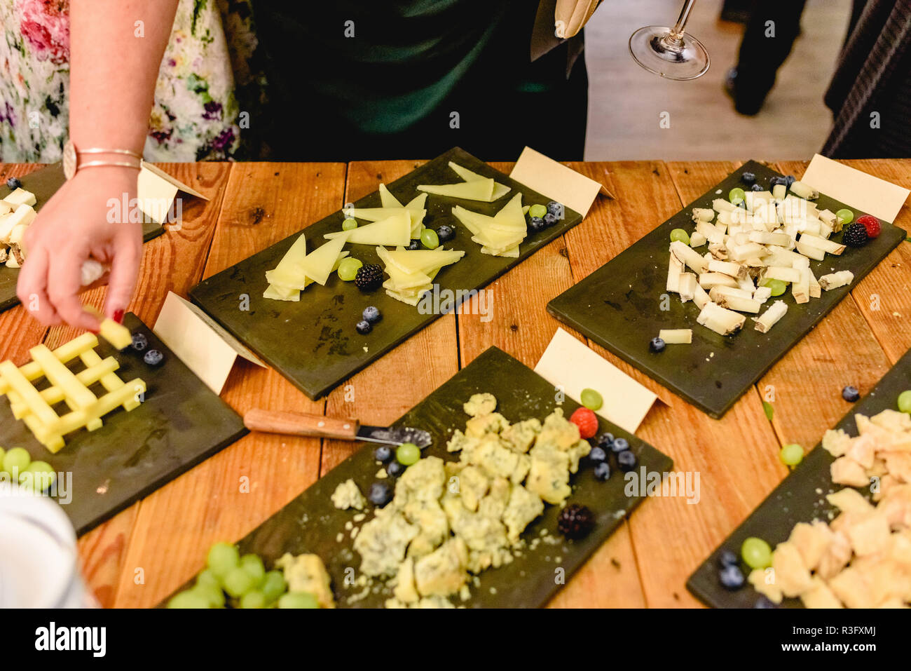 Cheese buffet bar at a wedding Stock Photo - Alamy