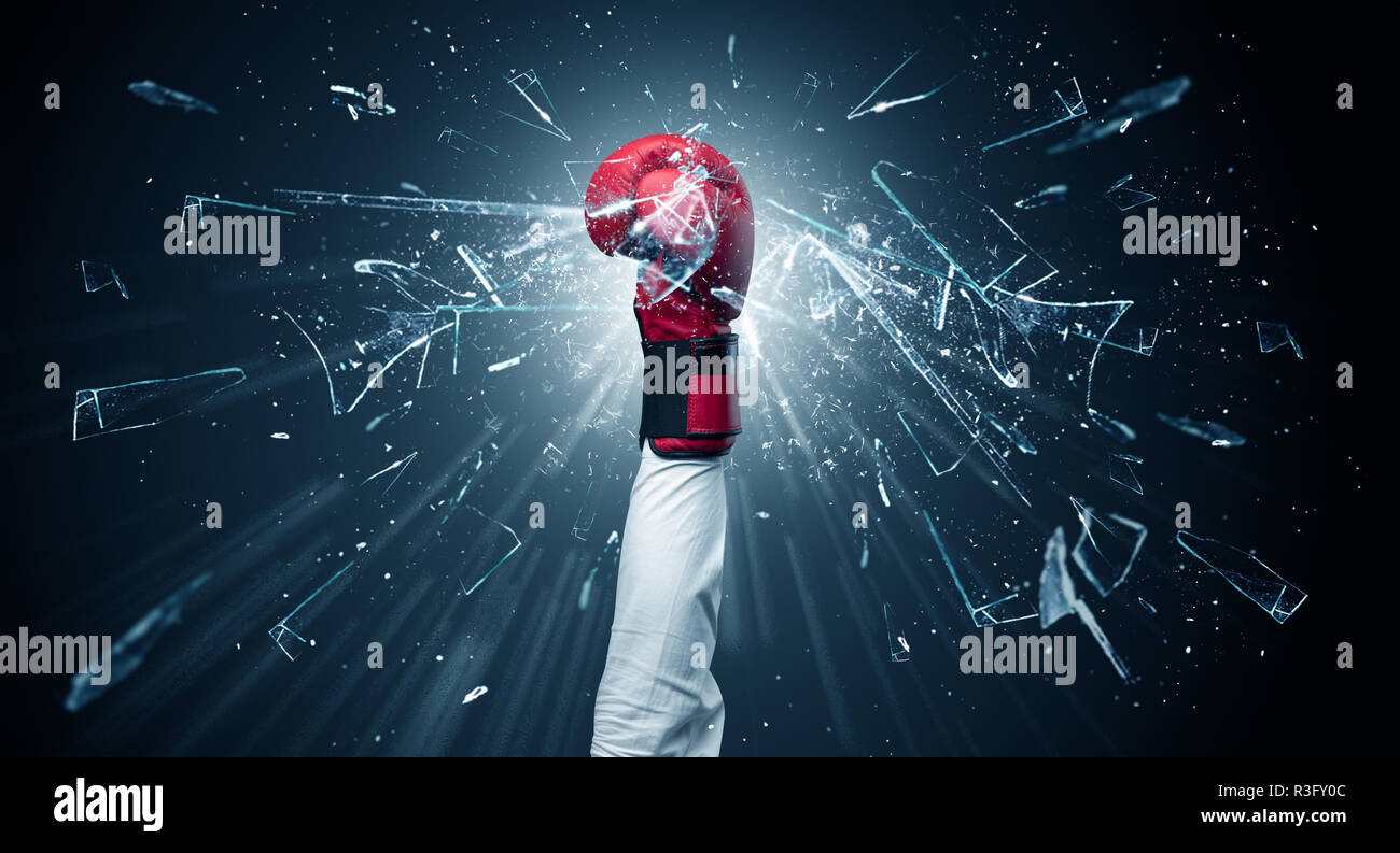 Big hand hits intense and breaks glasses Stock Photo - Alamy