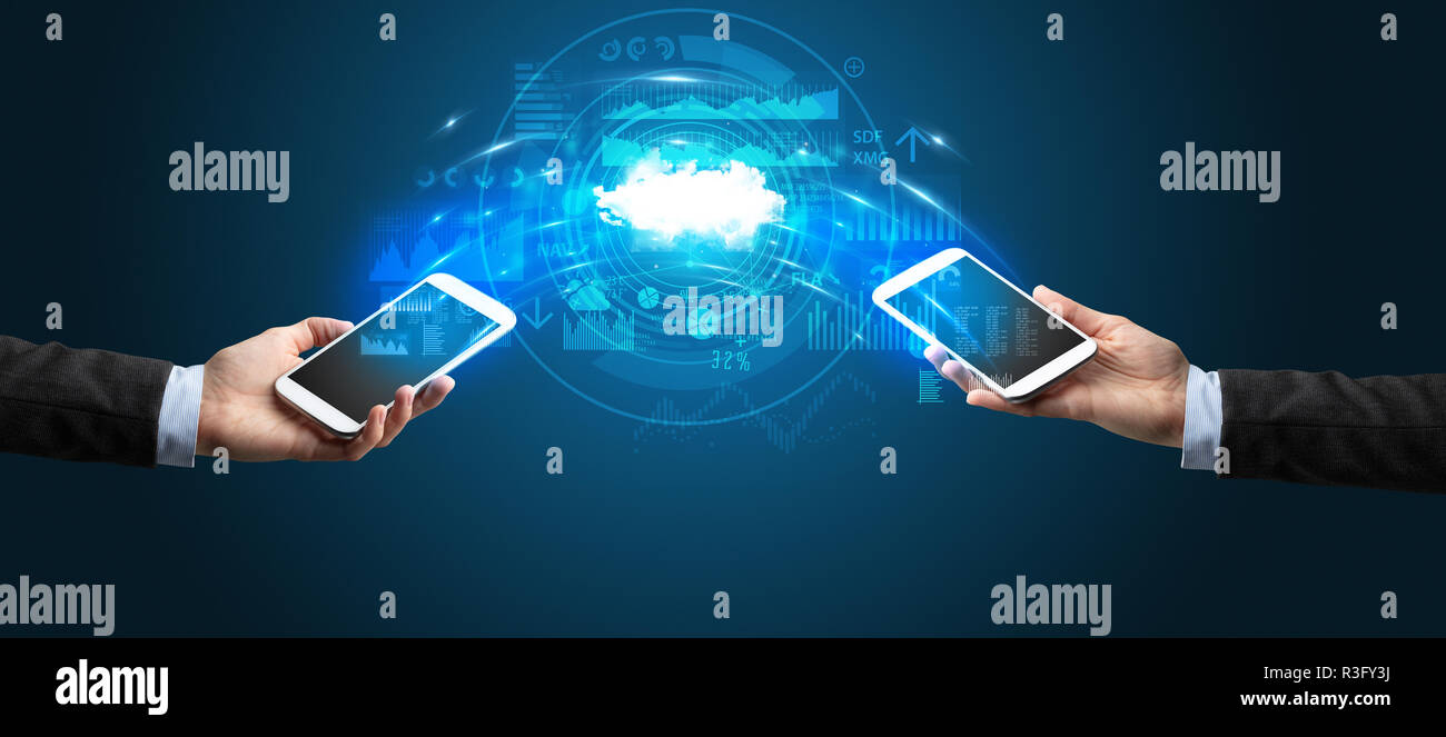 Two smart phones technology transfer hi-res stock photography and ...
