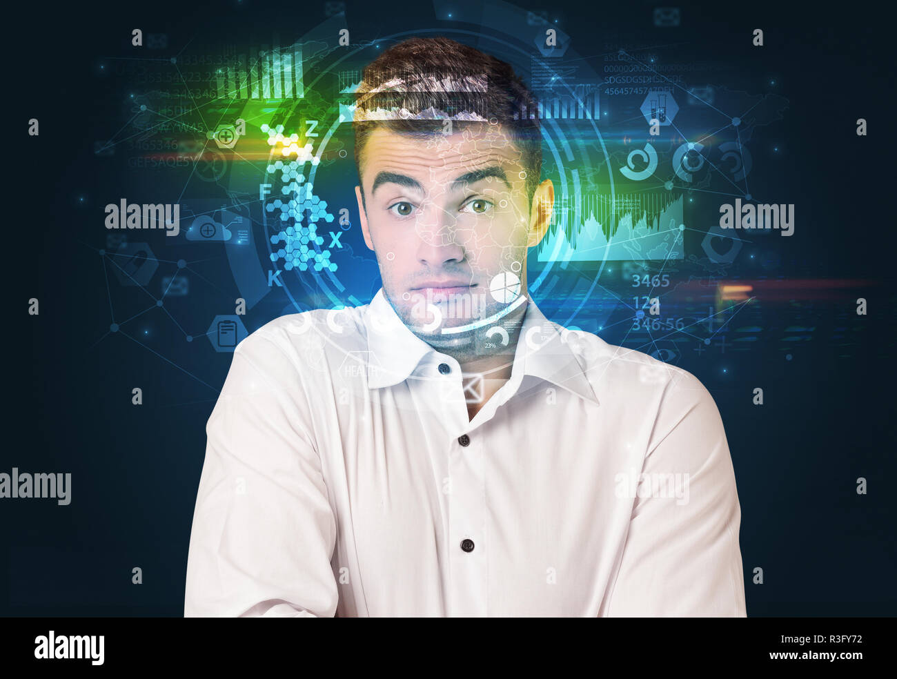 Biometric identification and Facial recognition system concept Stock ...