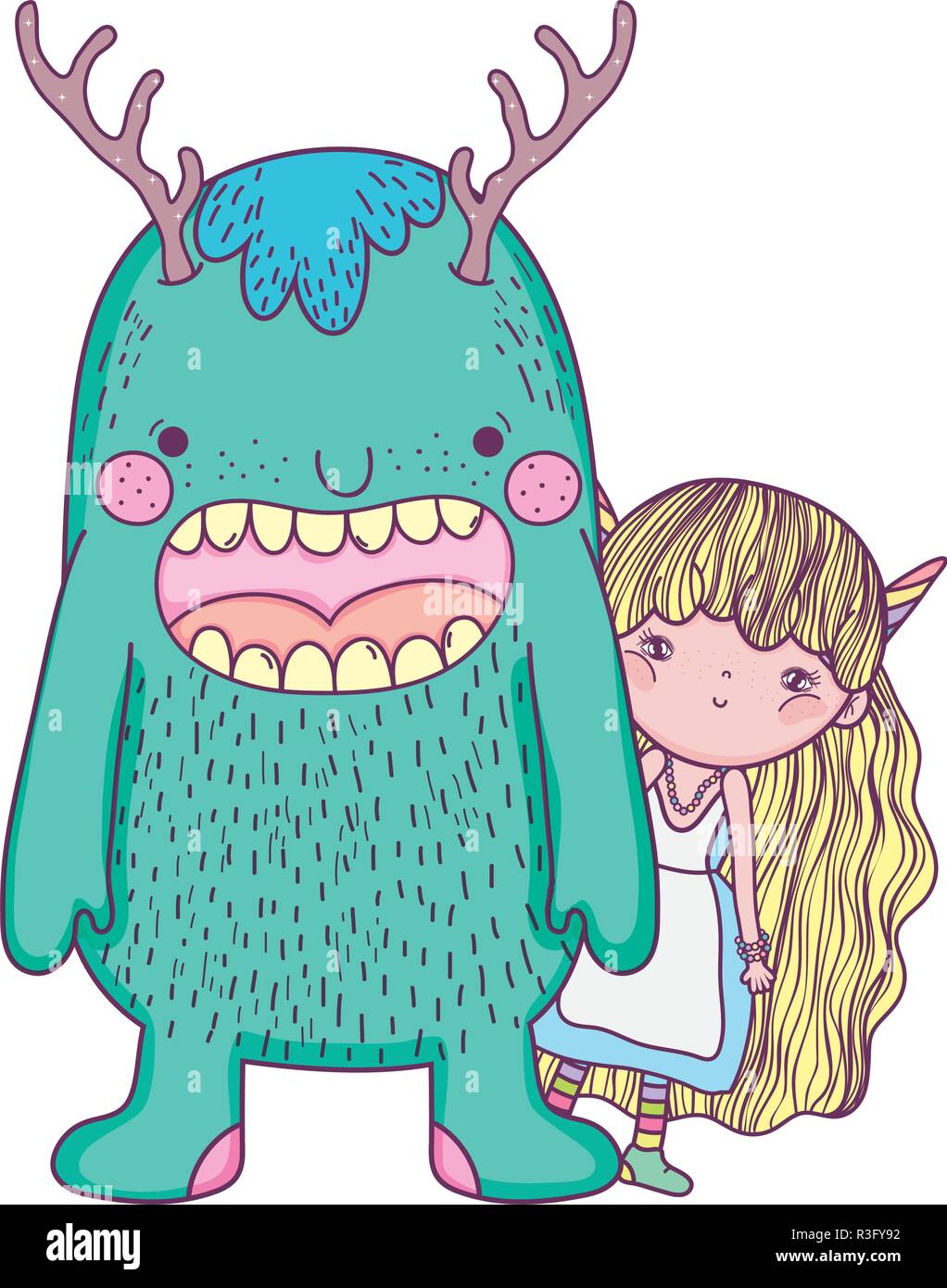 little fairy with monster characters Stock Vector Image & Art - Alamy
