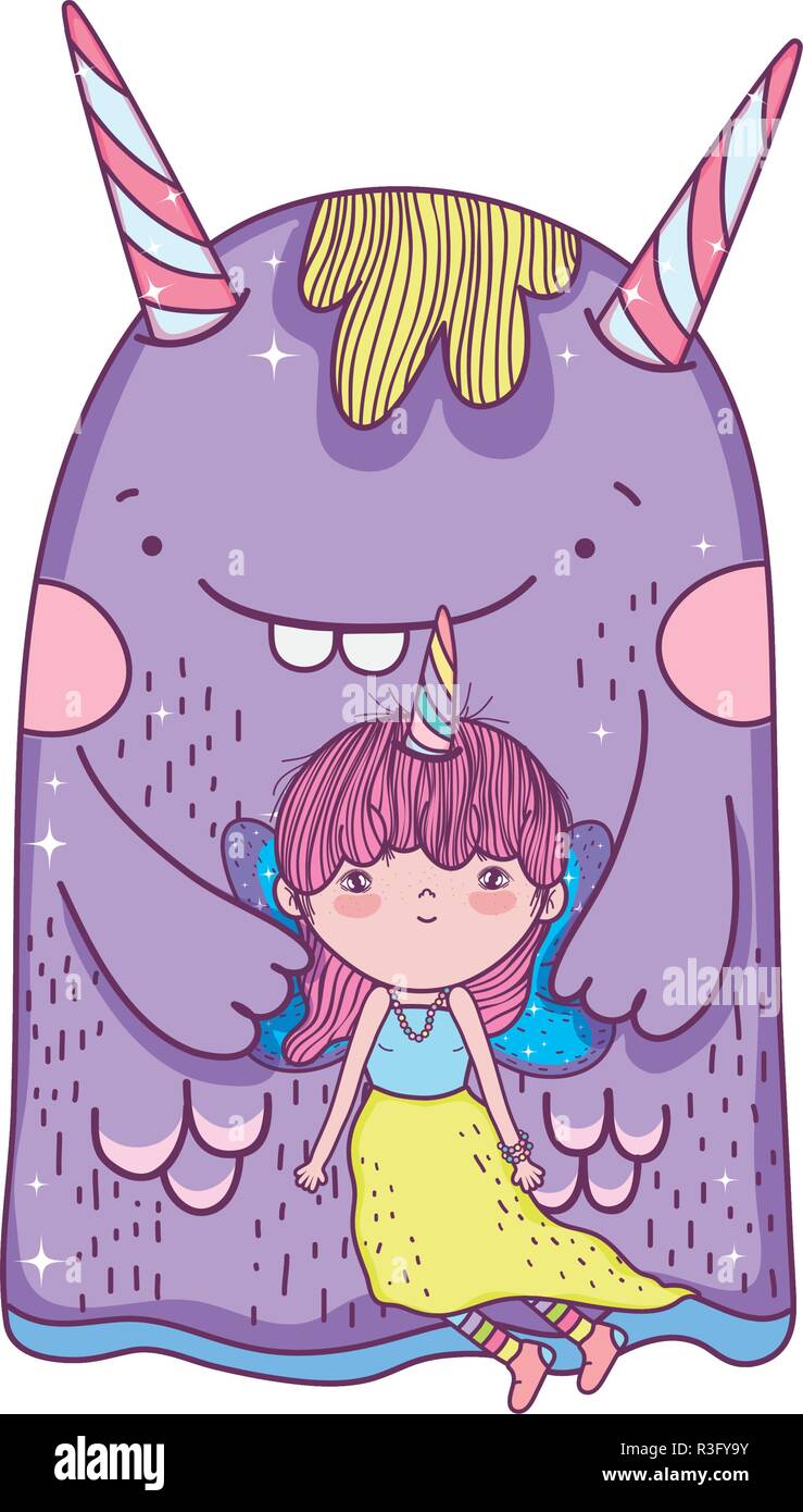little fairy with monster characters Stock Vector Image & Art - Alamy