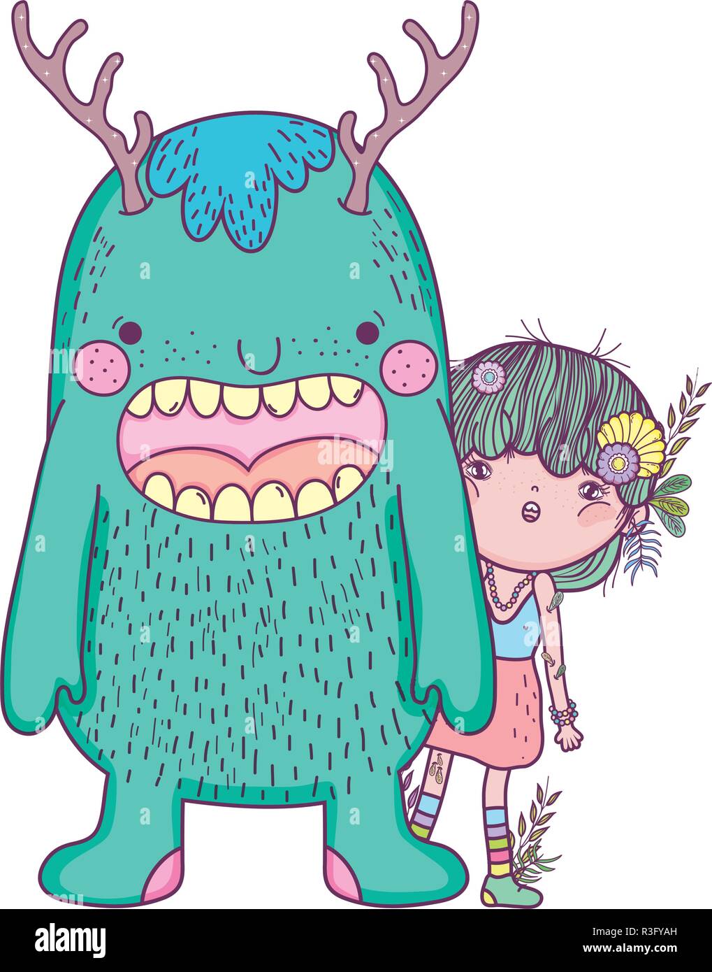 little fairy with monster characters Stock Vector Image & Art - Alamy