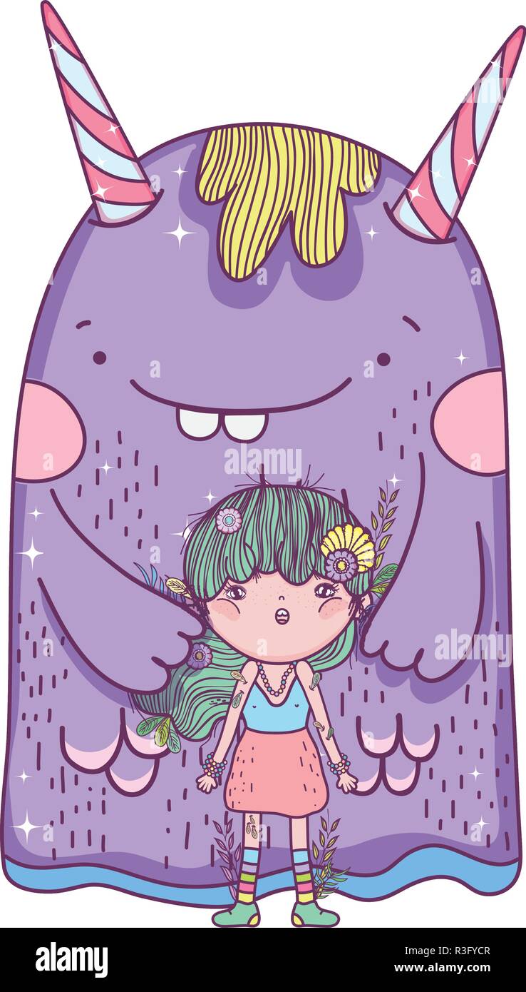little fairy with monster characters Stock Vector Image & Art - Alamy