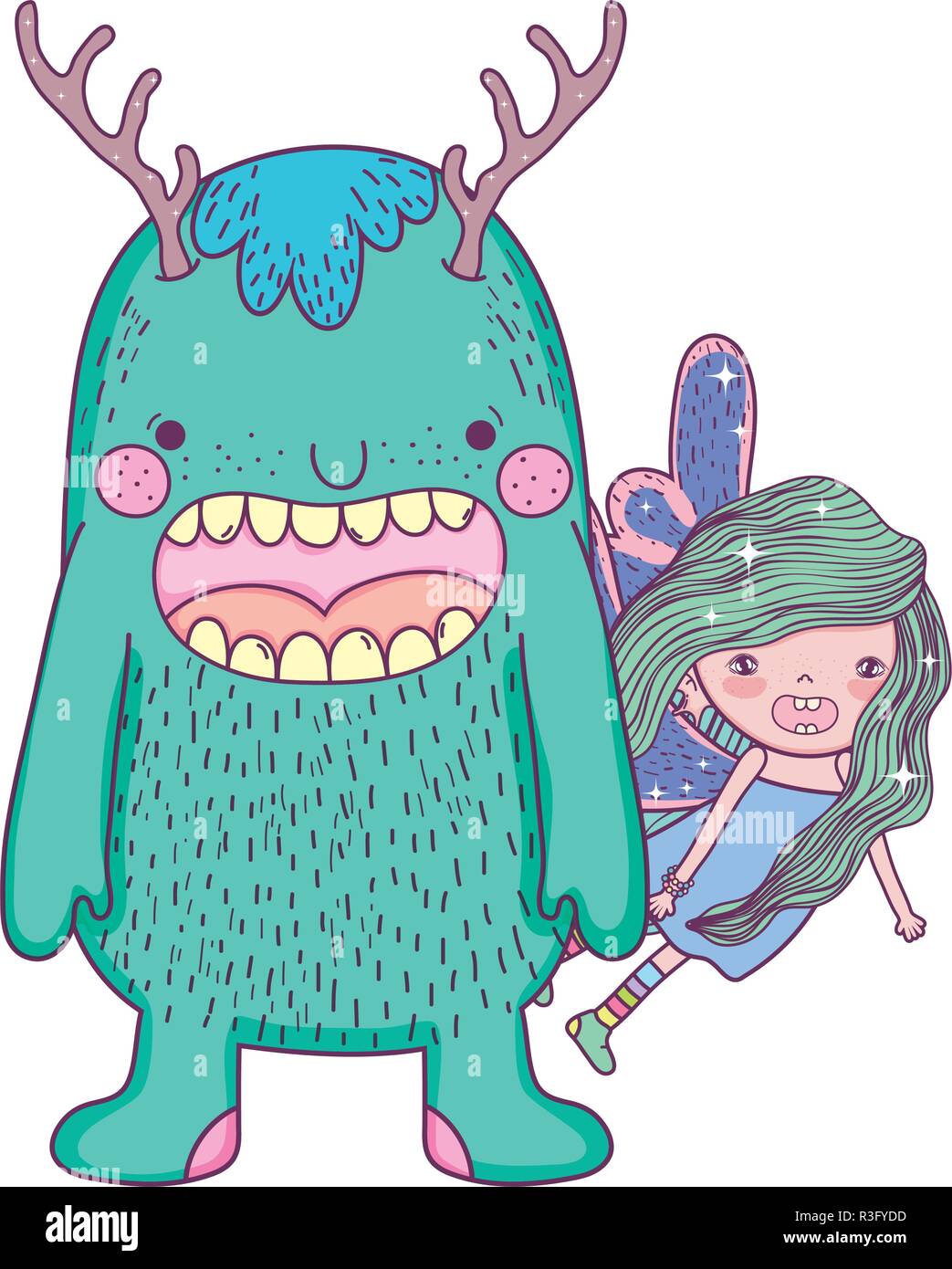little fairy with monster characters Stock Vector Image & Art - Alamy