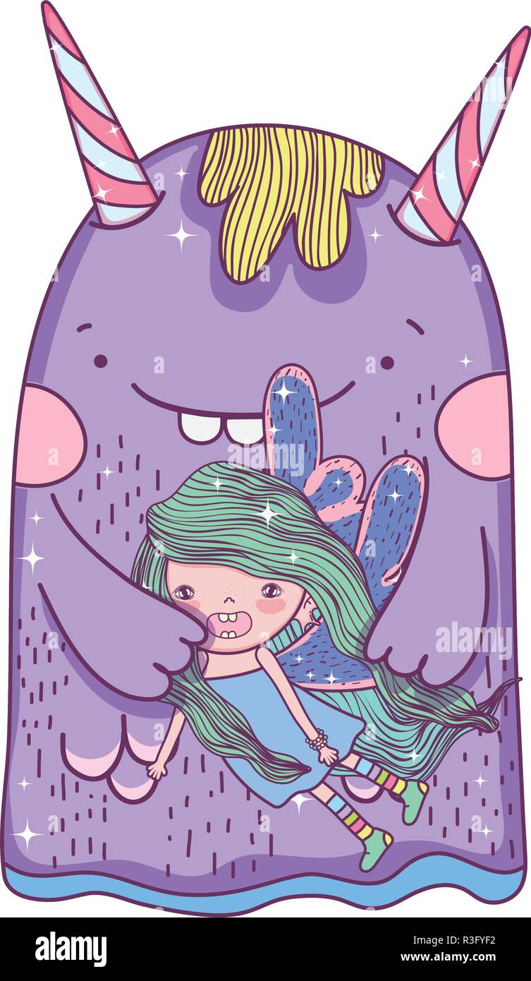 little fairy with monster characters Stock Vector Image & Art - Alamy