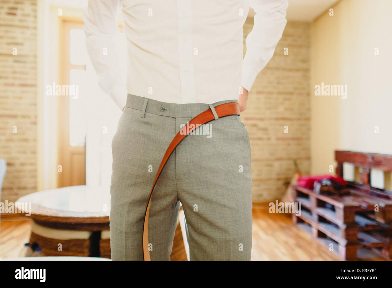 Man pants belly hi-res stock photography and images - Alamy