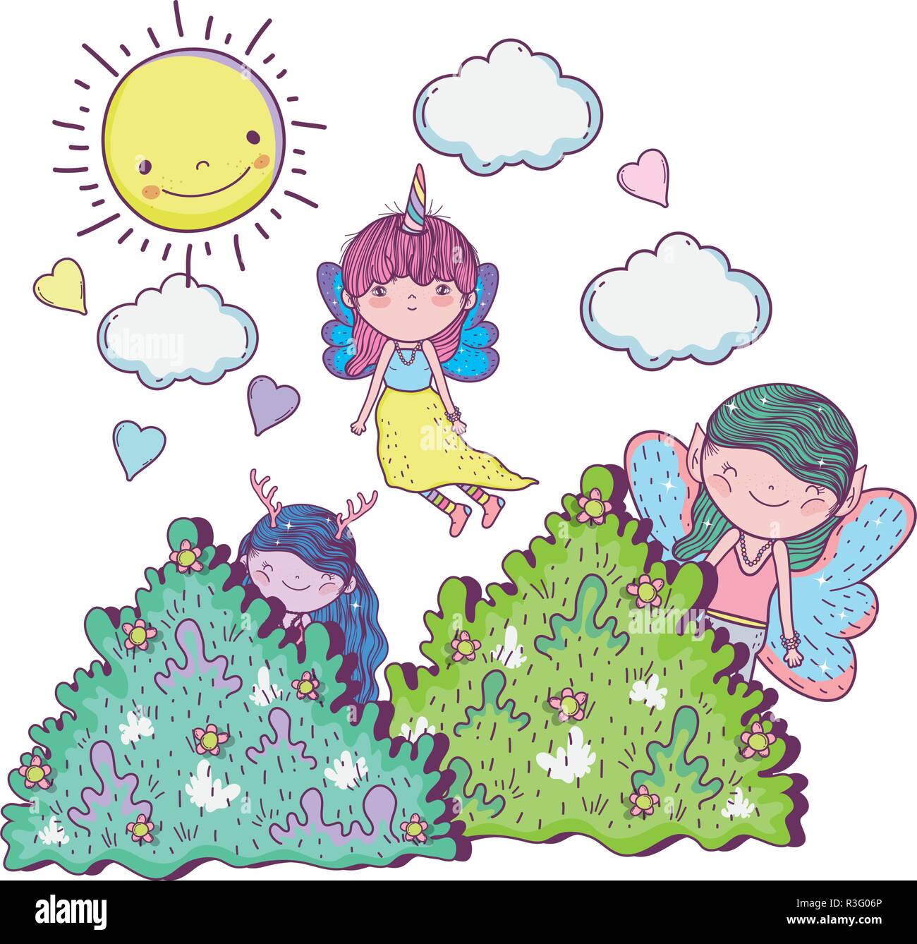 cute little fairies group in the field Stock Vector Image & Art - Alamy