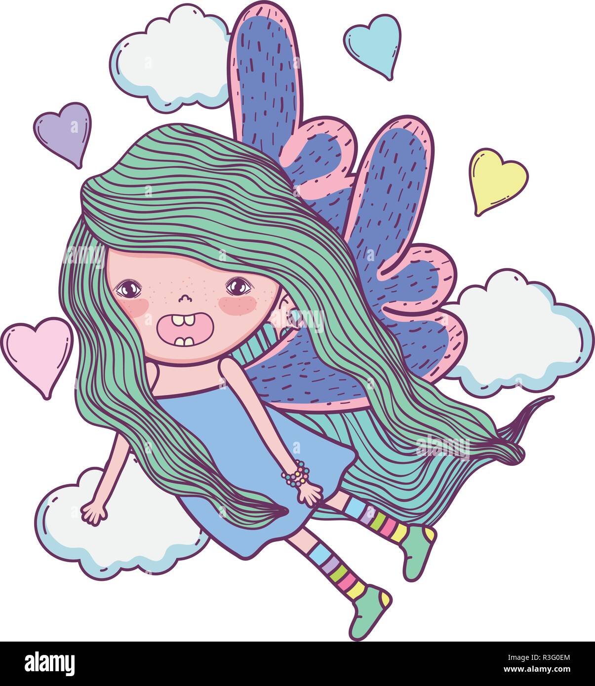 cute little fairy with hearts floating Stock Vector Image & Art - Alamy